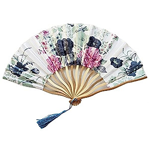 Folding Hand Fan Chinese Style Flowers Hand Held Fan Bamboo Paper Folding Fan Party Wedding Decor Vintage Chinese Fans Paper Home Bamboo Fan Gift Decorative Fan (Color : B)