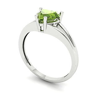 Clara Pucci 1.5ct Heart Cut Custom Engraving split shank Peridot Gem Engagement Wedding Solitaire W/Accent Ring 18K White Gold 10.75