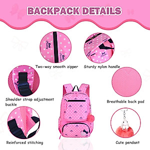 3Pcs Kids Backpack Bowknot Printed Daypack Girls 3 in 1 School Bag with Shoulder Bag and Pencil Bag
