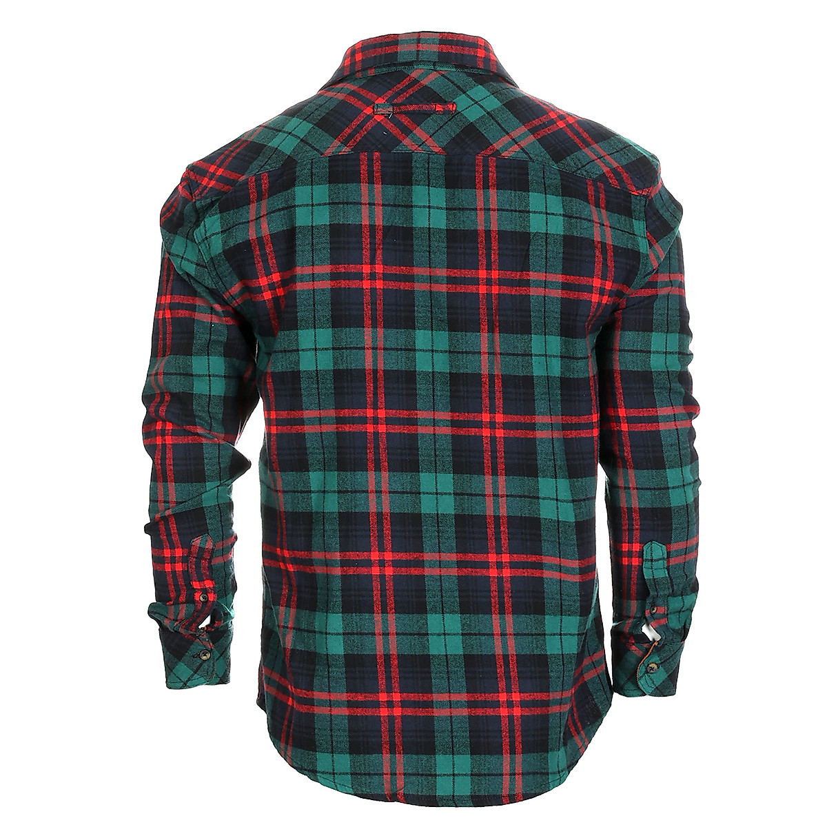 Gioberti Men's Brushed Flannel 100% Cotton Plaid Checkered Shirt with Corduroy Contrast, Green/Red, Medium