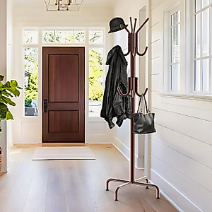 Simple Houseware Standing Coat and Hat Hanger Organizer Rack, Bronze