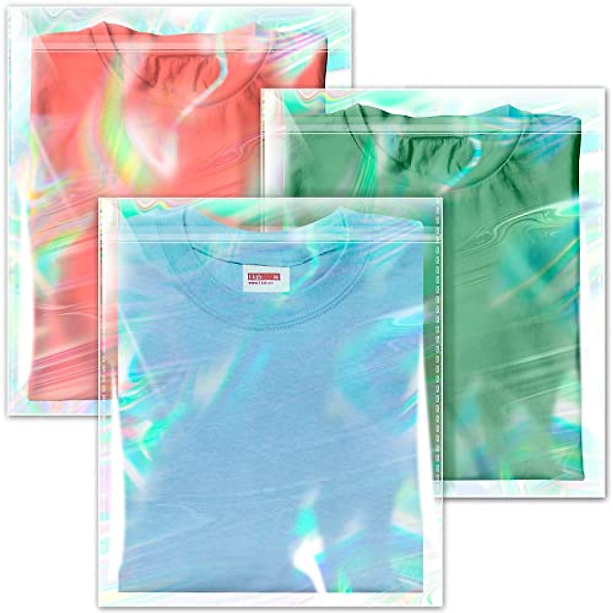 Harhana Holographic Resealable Bags For Small Business, 11x14 Holographic Cellophane Bags Self Adhesive For Convenient Packaging - 11x14 100 pcs