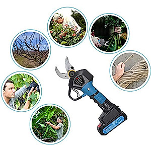 KLEZHI Professional Electric Pruning Shears with 2 PCS Backup Rechargeable Battery Powered Tree Branch Pruner 1.2" 30MM 8 Working Hours Black
