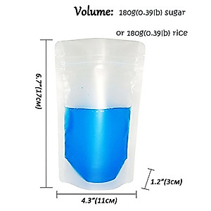 Couga Mall 50 PCS Matte Stand-Up Plastic Storage Bag with Resealable Zip, Heat Sealable Reusable Pouch Packing Bag for Juice, Nuts, Beans and Tea Leaves (4.3” 6.7”)