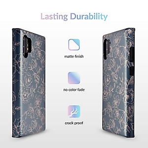Velvet Caviar for Samsung Galaxy Note 10+ Plus Case Flower Floral - Cute Protective Phone Cases for Women, Girls (Matte Black Rose Gold)