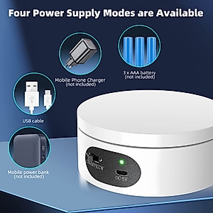 ROLWAY Rotating Display Stand, 360 Degree Automatic Motorized Rotating Turntable Display Stand for Photography Products, Display Turntable for Jewelry, Spinning Display Stand, White
