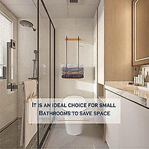 BridgeShine Bath Towel Rack,Wall Mounted Black Metal Hand Rolled Towels Holder Hanger Bathroom Organizer and Storage Washcloths Bathrobe Blanket Shelf for Cloakroom