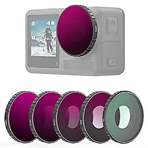 NEEWER 5PCS ND Filter Kit Compatible with DJI Osmo Action 3, CPL ND8 ND16 ND32 ND64 Neutral Density Filter HD Optical Glass Multi Layer Coated Aluminum Alloy Frame for Action Camera Accessories