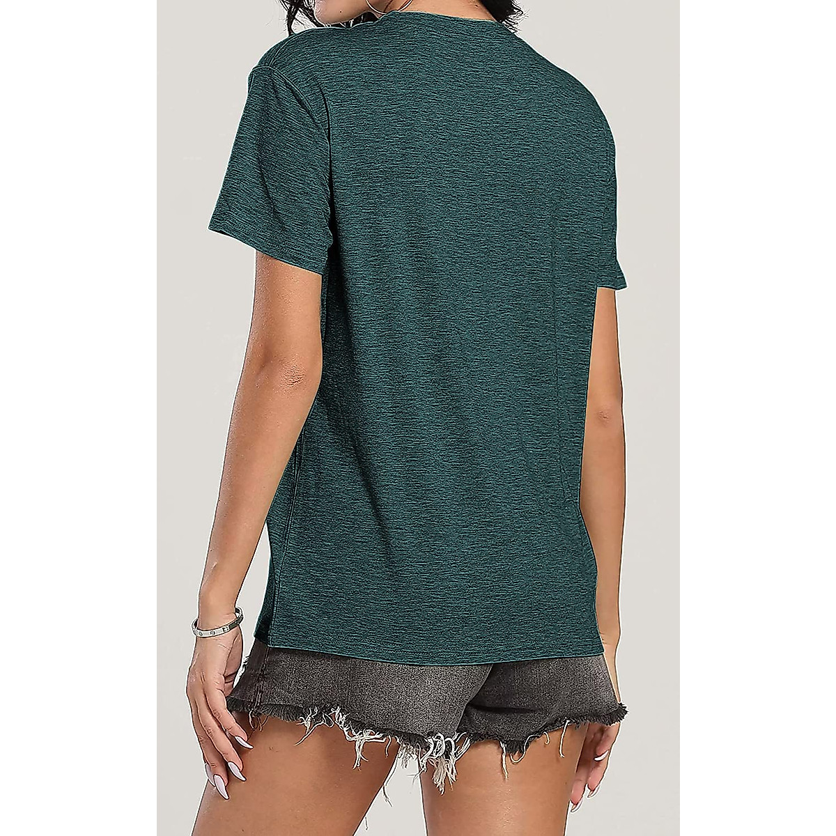 Graphic T-Shirts for Women Cute Simple Sayings Funny Sarcastic Graphic Letter Print Shirts Athletic Short Sleeve Tee-XL (Green)