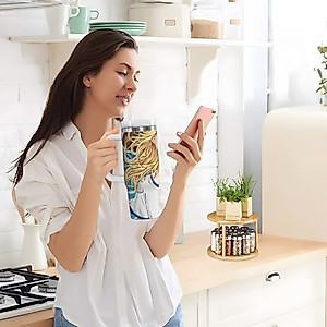 Nexawaveo Blonde Girl by Sea Tumbler With Handle And Straw 30-40oz Insulated Tumbler Cups With Lid Stainless Steel for Cold Water and Drinks for School Work Sports Car Travel and Weekends