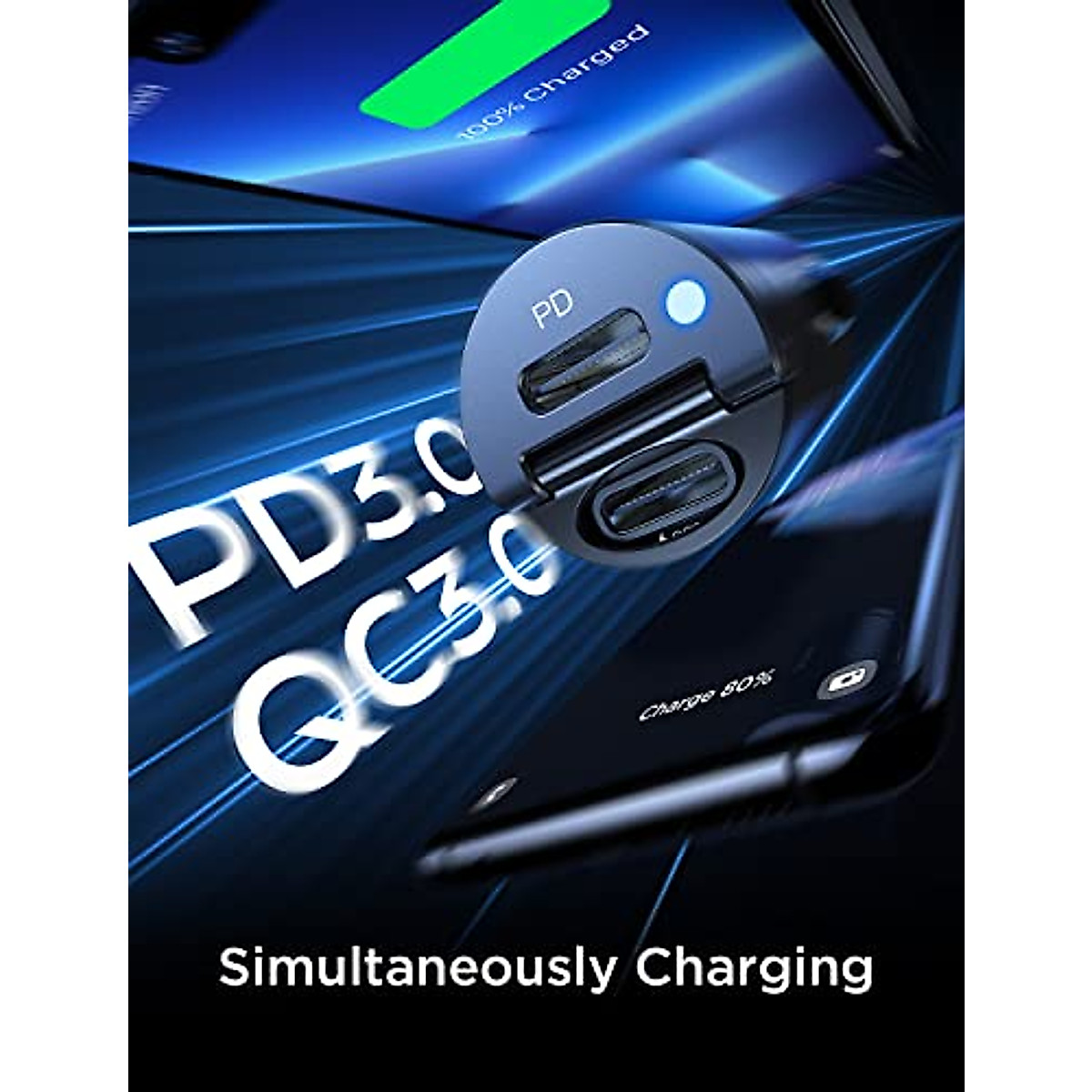 USB C Car Charger Adapter, AINOPE 72W USB C Car Faster Charger with Mini and All-Metal Body, PD 36W & QC 36W Type C Car Charger Compatible with Magsafe Car Mount, iPhone 14/13/12, iPad Pro, PPS 25W