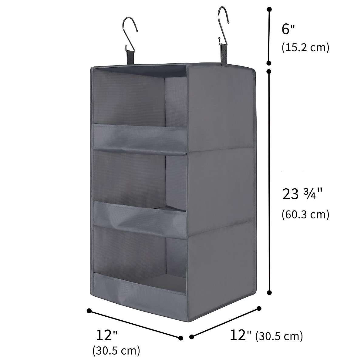 GRANNY SAYS 3-Shelf Hanging Closet Organizer, Collapsible Hanging Closet Shelves, Hanging Organizer for Closet & RV, Gray, 29 ¾" H X 12" W X 12" D, 1-Pack