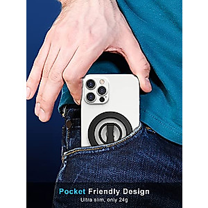 Magnetic Phone Ring Holder with MagSafe, SUPERONE [Aluminum Alloy] 2-in-1 Magnetic Phone Grip with Adjustable Stand, Compatible with iPhone 14/13/12, Pro, Pro Max, Mini, Black