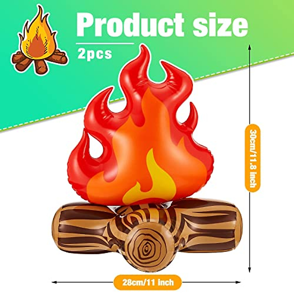 Inflatable Fake Campfire Camping Props Bonfire Party Decor Campfire Party Decorations Artificial Flame Campfire for Indoor Camping Overnight and Scene Setting (2 Pieces)