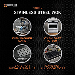 Black Cube Quick Release Cookware Wok with Helper Handle, 12.5-Inch/2.5 Quart …