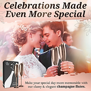 Rose Gold Champagne Flutes,Champagne Flutes Glass,Unique Champagne Glasses,Great Wedding Glasses for Bride and Groom or Bachelorette Parties,Toasting Glass, Mr and Mrs Flutes, Mimosa Glass