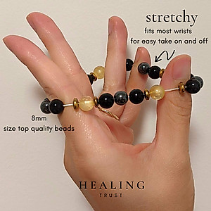 Citrine Crystal Hematite Feng Shui Black Obsidian Wealth Bracelet. Citrine Crystal Beaded Bracelets for Women and Men. 100% Wealth Generator and Lucky Money Attraction, Prosperity, Goals