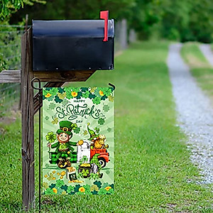 Q-Leo St Patricks Day Flag, Set 2 House Flag 28 x 40 and Garden Flag 12x18 Double Side, St. Patrick's Day Flags with Leprechaun Gnomes Shamrock Clover Green Hat Welcome Signs for Outdoor Decor