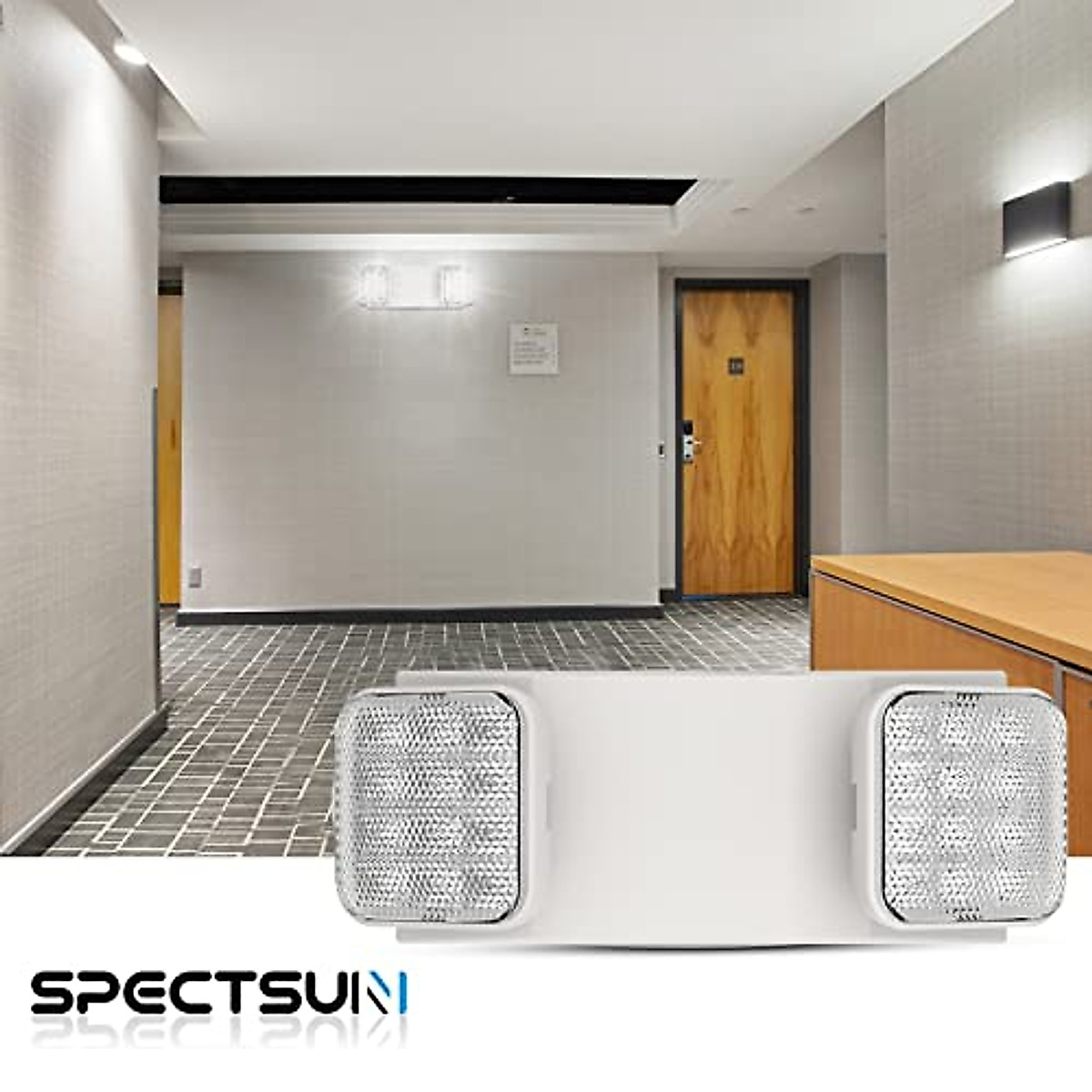 SPECTSUN 4 Packs Emergency Light White, Commercial Emergency Light with Battery Backup, Emergency Sign with Light/Led Emergency Light/Emergency Light Fixture/Emergency Light Home -(Square Head)