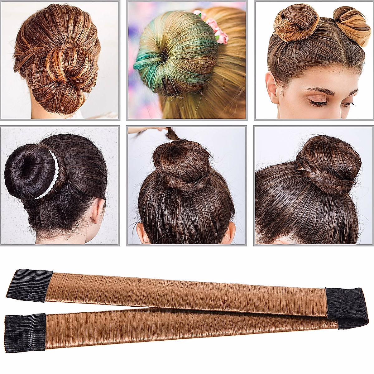 Bun Shaper Set with Donuts, Markers, Ponytail Tools, Bobby Pins, and Elastic Bands for Women and Kids