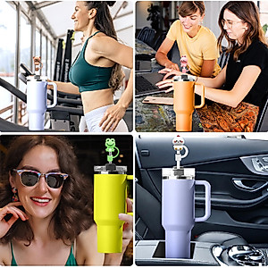 5Pcs 0.4In Animals Straw Cover for Stanley Cup,Food Grade Silicone Stanley Straw Topper Compatible with Stanley 30&40 Oz Tumbler with Handle,Reusable Stanley Cup Straw Cover (5Pc animals straw cover)