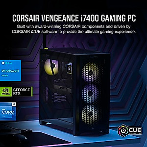 Corsair Vengeance i7400 Series Gaming PC - Liquid Cooled Intel® Core™ i7 13700K CPU - NVIDIA® GeForce RTX™ 4070 Ti Graphics - 32GB Vengeance RGB DDR5 Memory,Black