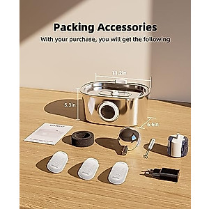 Cat Water Fountain Stainless Steel, 3.2L/108oz Super Quiet Cat Fountains for Drinking Cat Fountain Water Bowl with Water Level Window and LED Light Automatic Pet Water Fountain for Cats Dogs