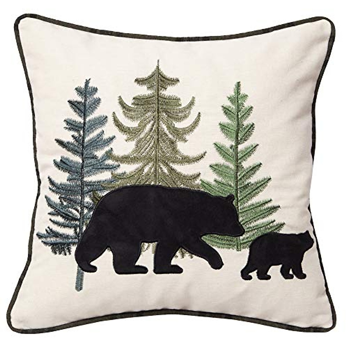 Carstens, Inc. Bear Family Rustic Cabin 18x18 Throw Pillow, White