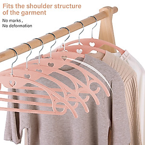 IEOKE Velvet Hangers, 50-Pack No Shoulder Bumps Suit Hangers Ultra Thin Space Saving 360 Degree Swivel Heavy Duty Hook Durable Hangers for Sweaters Coat Jackets Shirts Dresses (50 Pack, Pink/Silver)