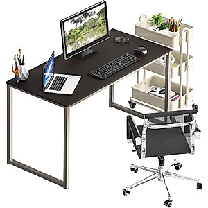 SHW Home Office 48-Inch Computer Desk, Silver/Espresso