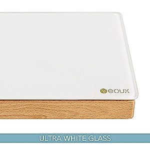 Desktop Glass Whiteboard with Wooden Organizer Box for Office Supplies Storage, Computer Keyboard Stand, Desk Dry Erase White Board with Drawer for Stationary, Marker & Eraser Included, Yeoux