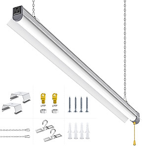 BBESTLED 4 Pack, 60W Linkable Shop Lights for Garage LED Super Bright, Equivalent 360W HPS Daylight 5000K 7800 Lumen, Warehouse Office Workshop, Commercial Light Fixtures Ceiling Hanging