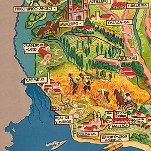 Map of Uruguay, South America circa 1936 - Oriental Republic of Uruguay - measures 24 inches x 24 inches (610mm x 610mm)