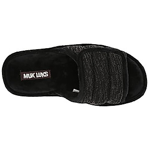 MUK LUKS Men's Maverick Slide Slippers, Ebony/Charcoal, 8-9