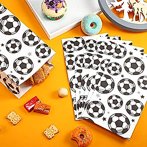 Blulu 30 Pack Paper Soccer Party Favor Bag Candy Goodie Treat Bags Soccer Print Gift Bags for Football Themed Party Favors