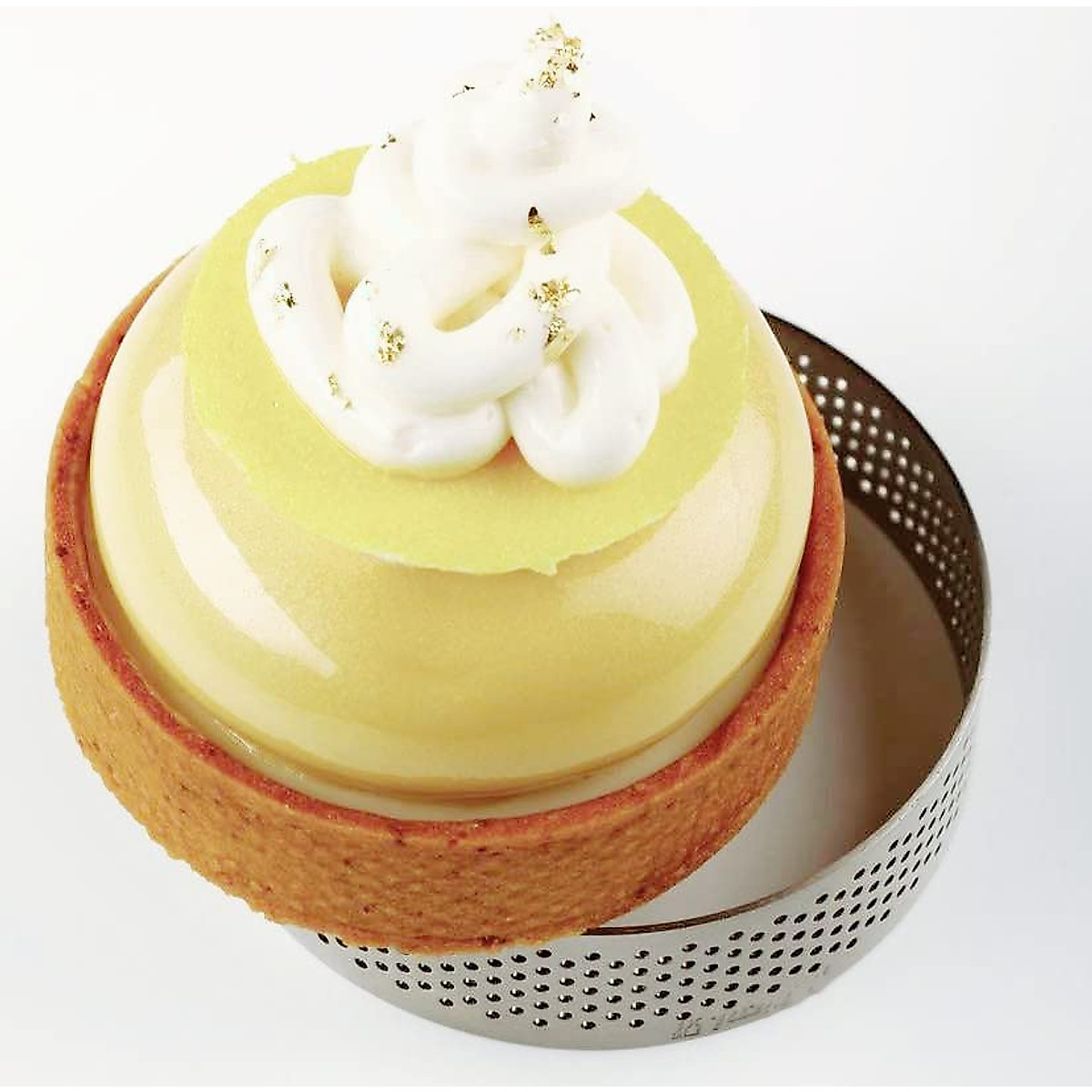 Uyauld Stainless Steel Tart Ring, 9CM Heat-Resistant Perforated Cake Mousse Ring, French Pastry Baking Mold Round Shape (10 Round 3.5 inch)