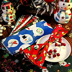 16 Pieces Christmas Fabric Fat Quarters Bundle Christmas Patterned Cotton Fabric Santa Claus Snowman Christmas Tree Print Quilting Fabric Cloth for Christmas Sewing Patchwork DIY Yard (16 x 20 Inch)