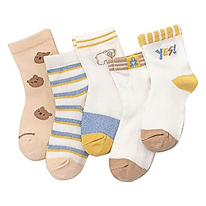 wjiNFDFG Infant Socks Floor Socks Summer Cotton Socks Cartoon Thin Breathable Autumn Cartoon Fashion Sock (Brown, 5-8 Years)