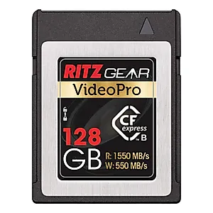 RITZ GEAR VideoPro CFExpress Type B 128GB Card (1550/550 R/W), Pairs with Panasonic & Canon DSLR Cameras. (Not Recommended For Nikon cameras)