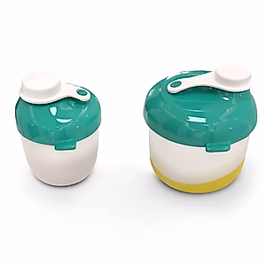 Büki Formula Dispenser Set | 2 Pack - Large & Small Premium Formula Container for Travel and On The Go | 3 Section & 1 Section Leakproof Baby Formula Dispenser