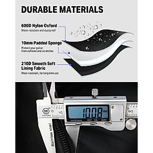 Donner 39 inch Electric Guitar Bag Gig Bag, 0.4 Inch Padded Sponge 600D Ripstop Waterproof Nylon Dustproof Soft Electric Guitar Case Adjustable Strap Black