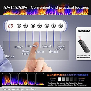 ANDAXIN Recessed and Wall Mounted 36" Electric Fireplace, Wall Fireplace Electric with Remote Control and Timer, Adjustable Flame Color and Speed, Touch Screen, 750-1500W, Black