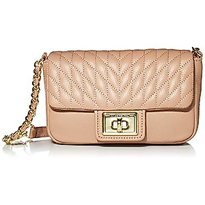Karl Lagerfeld Paris womens Agyness Quilted Flap Crossbody, Almond, One Size US
