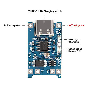 AITRIP 10pcs TP4056 Type-c USB 5V 1A 18650 Lithium Battery Charger Module Charging Board with Dual Protection Functions (10pcs TP4056 Type-c USB)