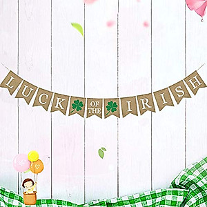 1/2Pcs St Patrick's Day Decorations Shamrock Burlap Banner,Burlap Banner for Mantel Fireplace Spring Holiday Accessory Wall Pennant Bunting Home Indoor Outdoor Scene Party Green Decor (C)