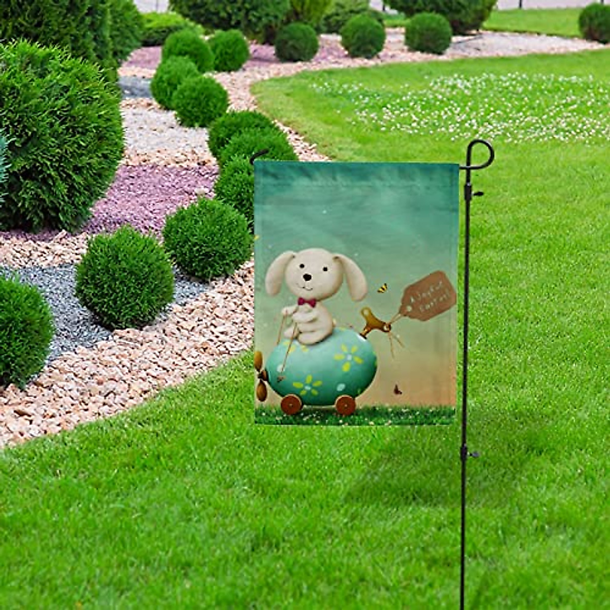 My Little Nest Seasonal Garden Flag Easter Bunny Egg Car Double Sided Vertical Garden Flags for Home Yard Holiday Flag Outdoor Decoration Farmhouse Banner 12"x18"