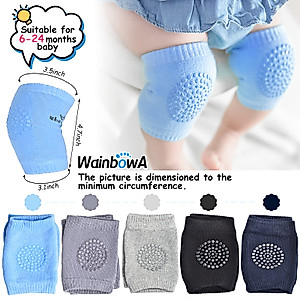 WainbowA Baby Crawling Anti Slip Knee Pads, Protect Infants & Toddlers Knees, Elbows and Legs, Unisex Baby Toddlers Kneepads, Learn to Socks Children Short Kneepads 5 Pairs, Babies Leg Warmers