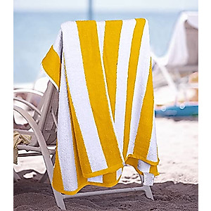 Utopia Towels [4 Pack] Cabana Stripe Beach Towel, (30 x 60 Inches) Oversized 100% Ring Spun Cotton Pool Towels, Highly Absorbent Quick Dry Bath Towels for Bathroom, and Swim Towel (Blue, Yellow, Green, Orange)