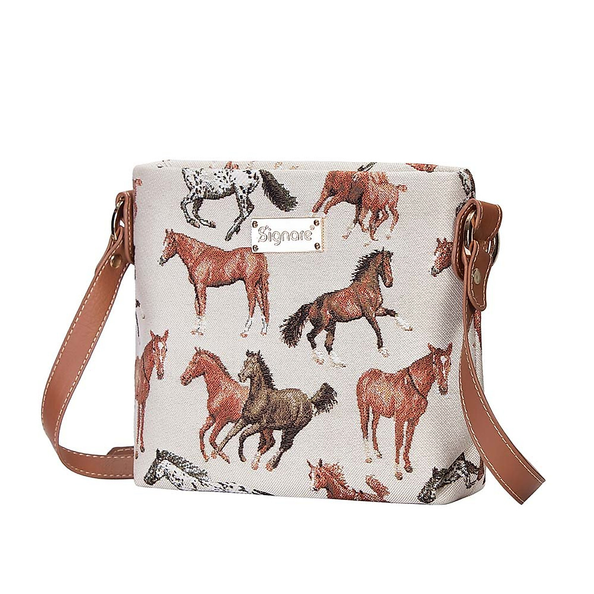 Signare Tapestry Crossbody Bag Shoulder Purse for Women In Running Horse (XB02-RHOR)