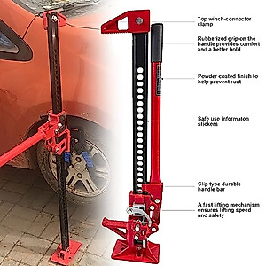 33 High Lift Ratcheting Off Road Farm Jack, 6000lbs/3Ton Capacity - Red